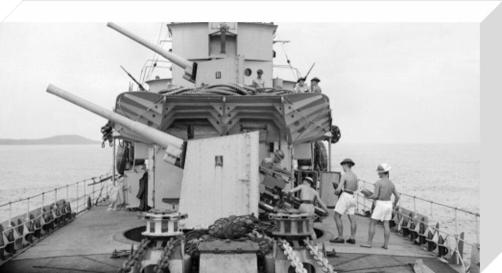 The forward 4.7-inch guns of HMS FOXHOUND, off Freetown, Sierra Leone ...